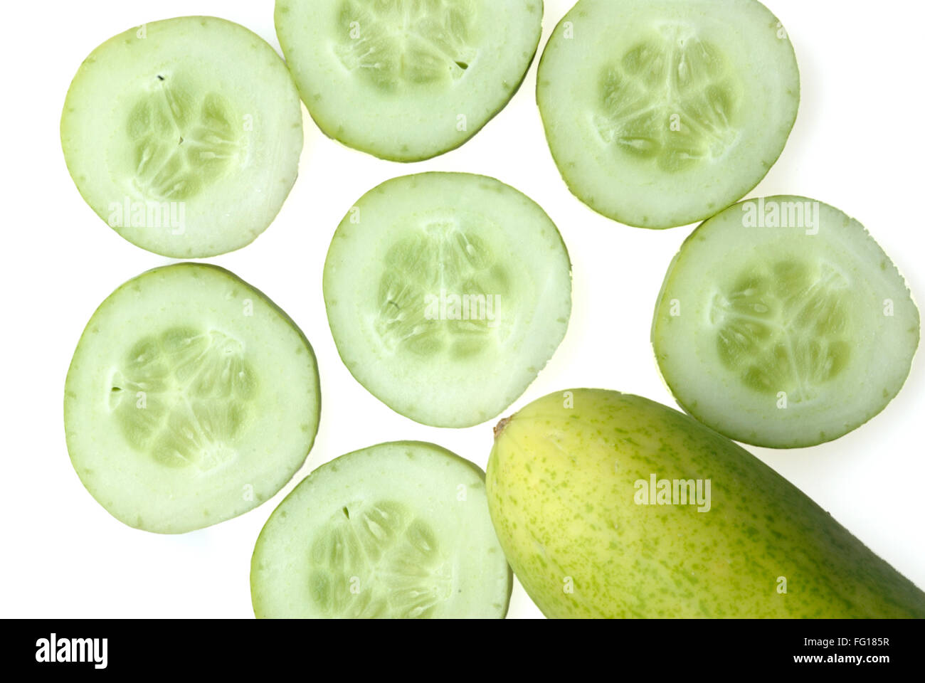 Vegetable , full Cucumber with slices on white background Stock Photo ...