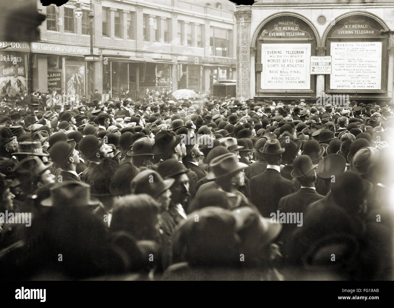 WORLD SERIES, 1911. /nA crowd gathered outside the New York Herald ...
