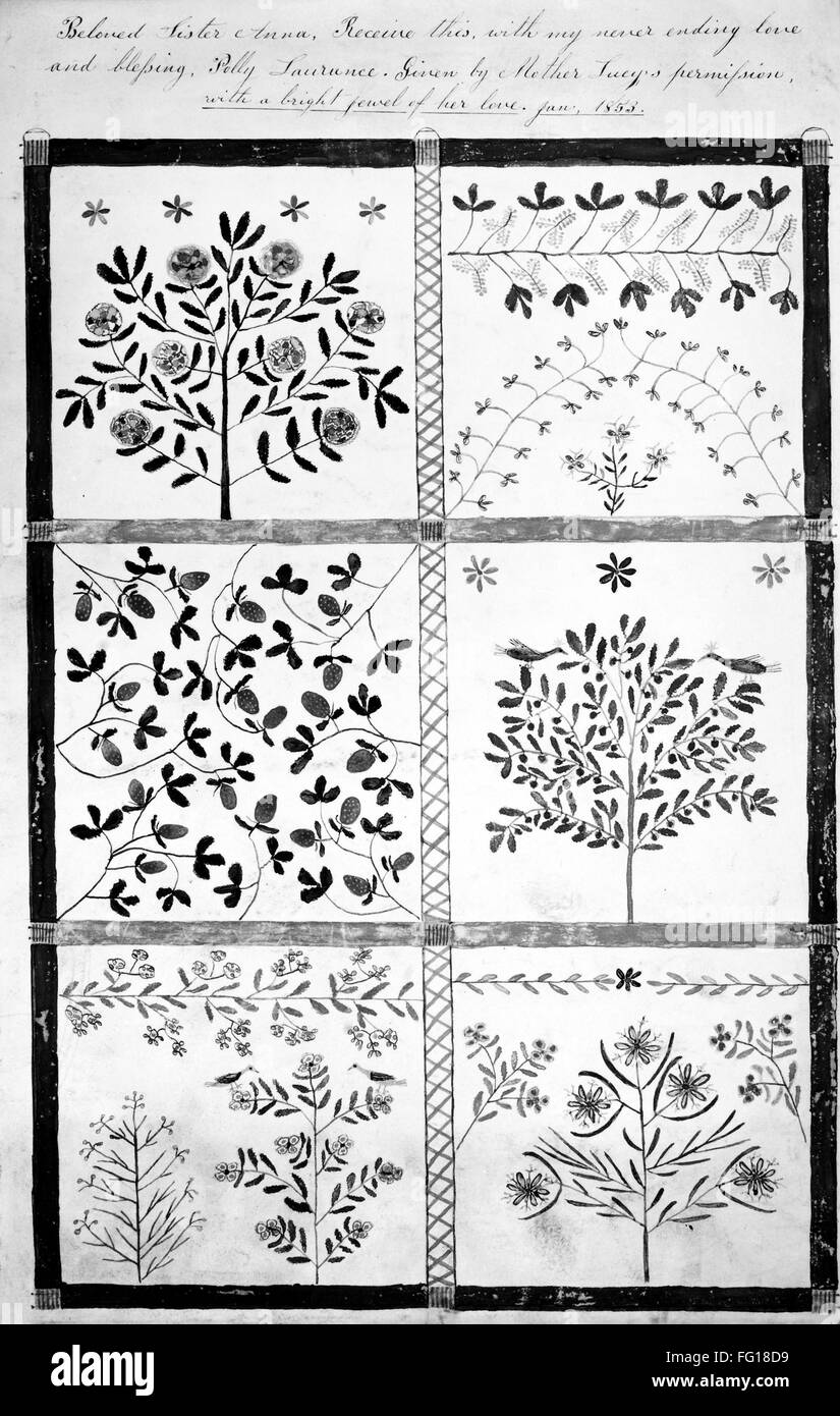 SHAKERS: ART, 1853. /nWatercolor painting by Shaker women using designs ...