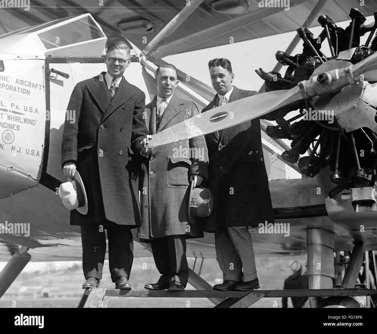 AVIATORS, 1927. /nEdgar N. Gott with American aviators Noel Davis and ...