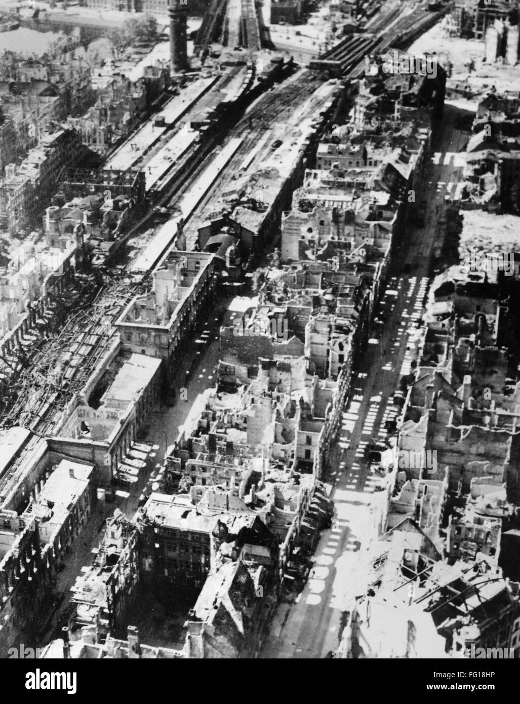 BERLIN: RUINS, 1945. /nRuins of buildings in Berlin following Allied ...