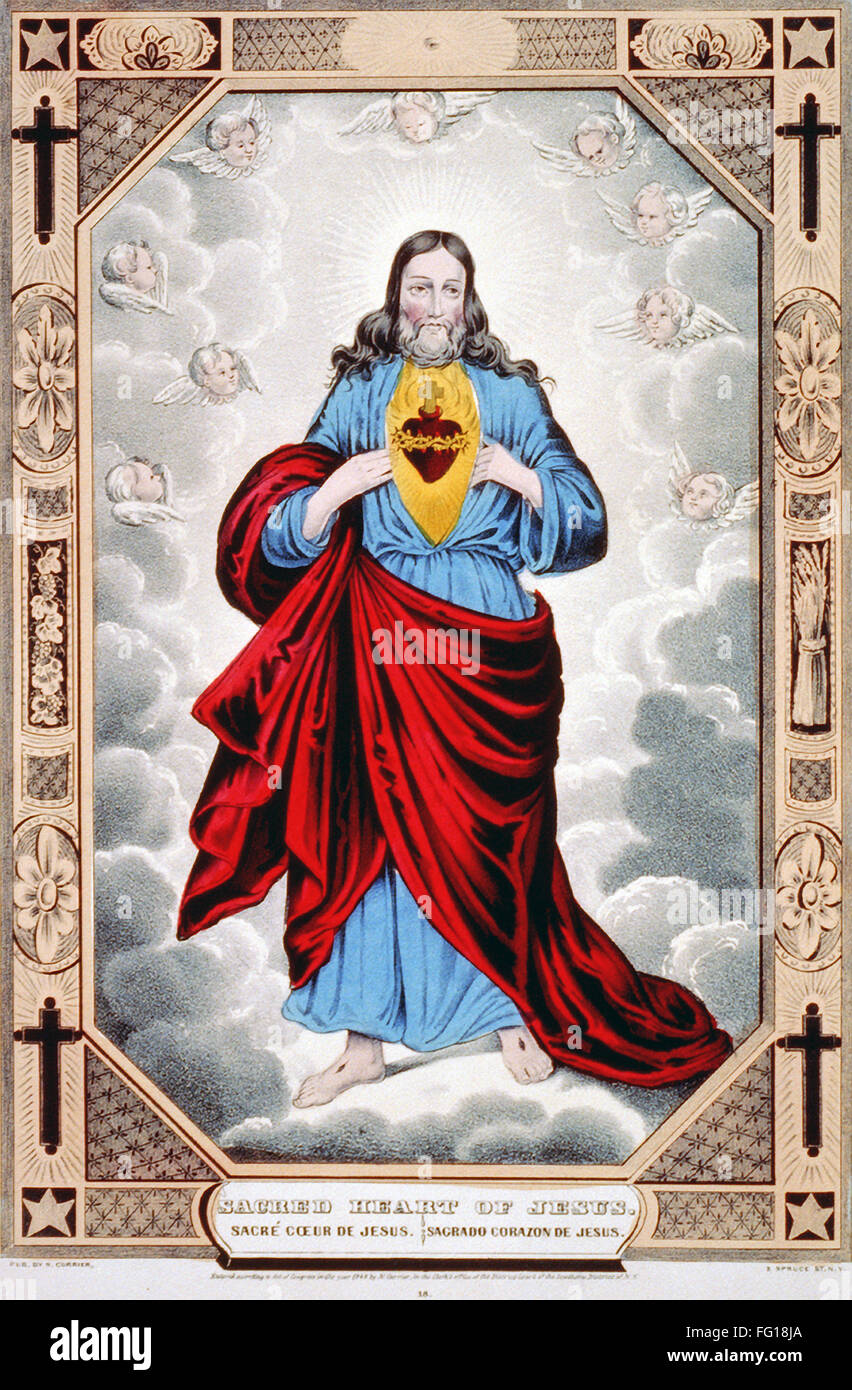 CURRIER: SACRED HEART. /n'Sacred Heart of Jesus.' /nLithograph by ...