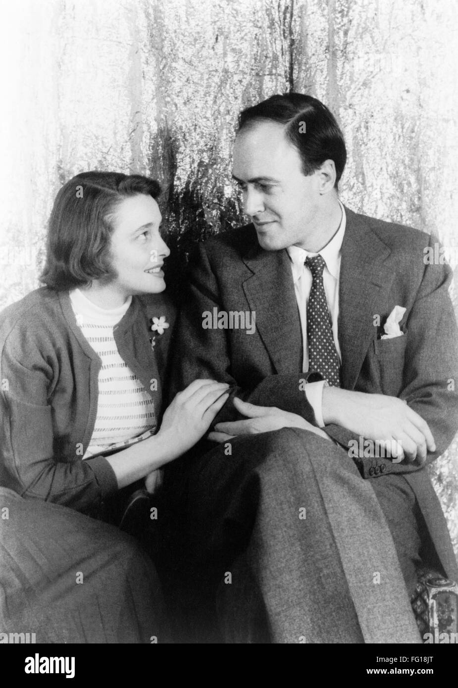 NEAL AND DAHL, 1954. /nBritish writer Roald Dahl with his wife ...