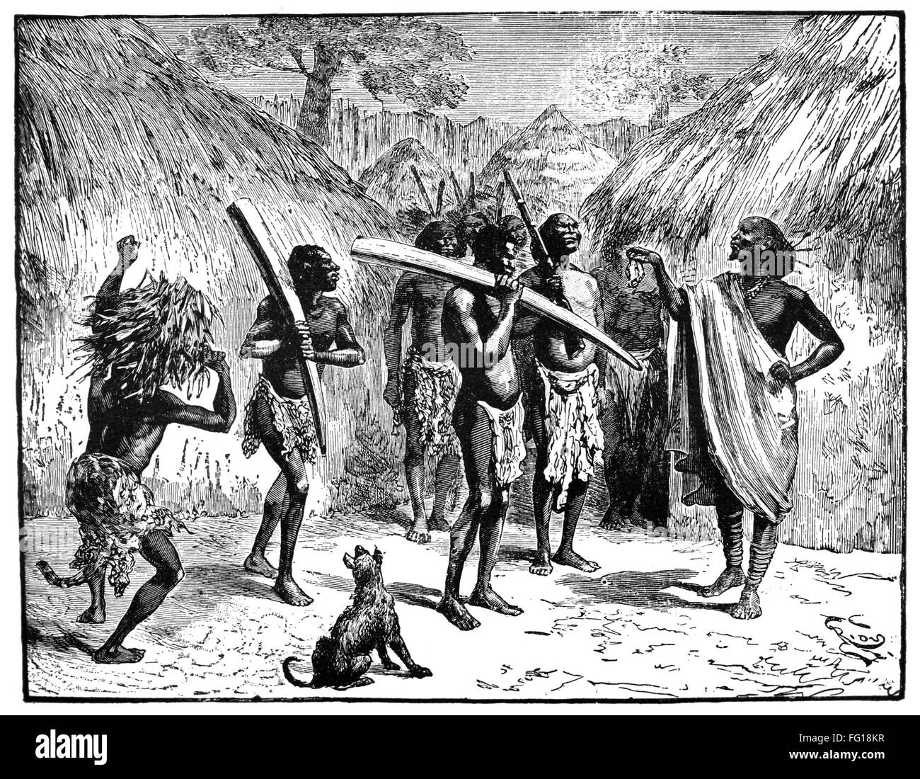 AFRICA: IVORY TRADE. /nAfrican villagers buying and selling elephant ...