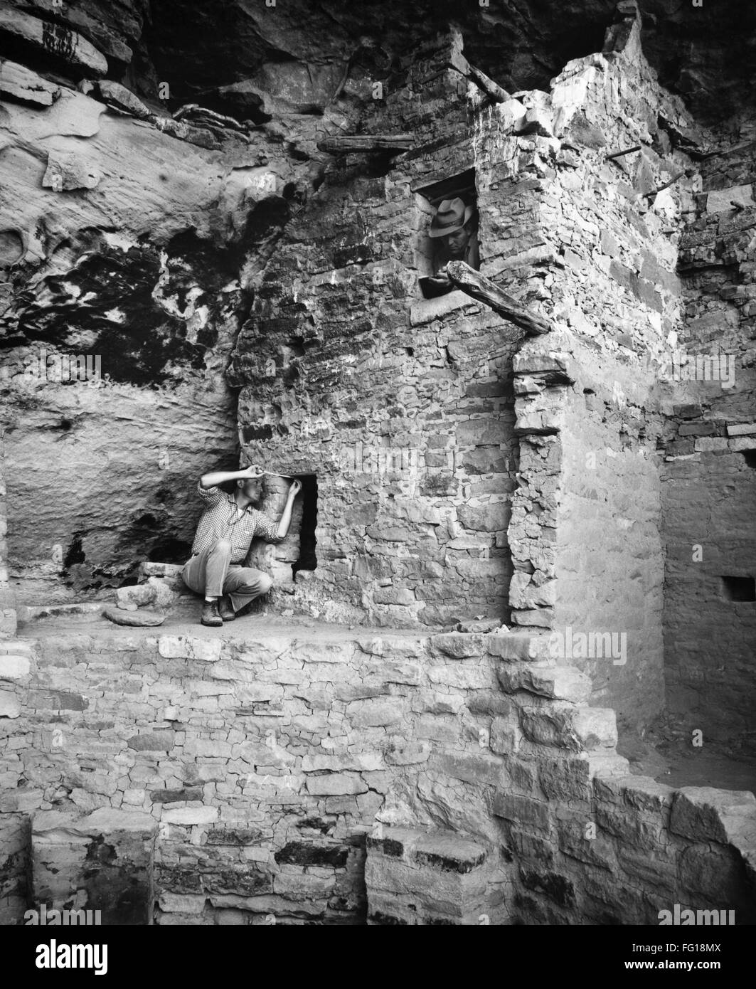 MESA VERDE: MUG HOUSE. /nArchaeologists Robert Nichols (taking ...