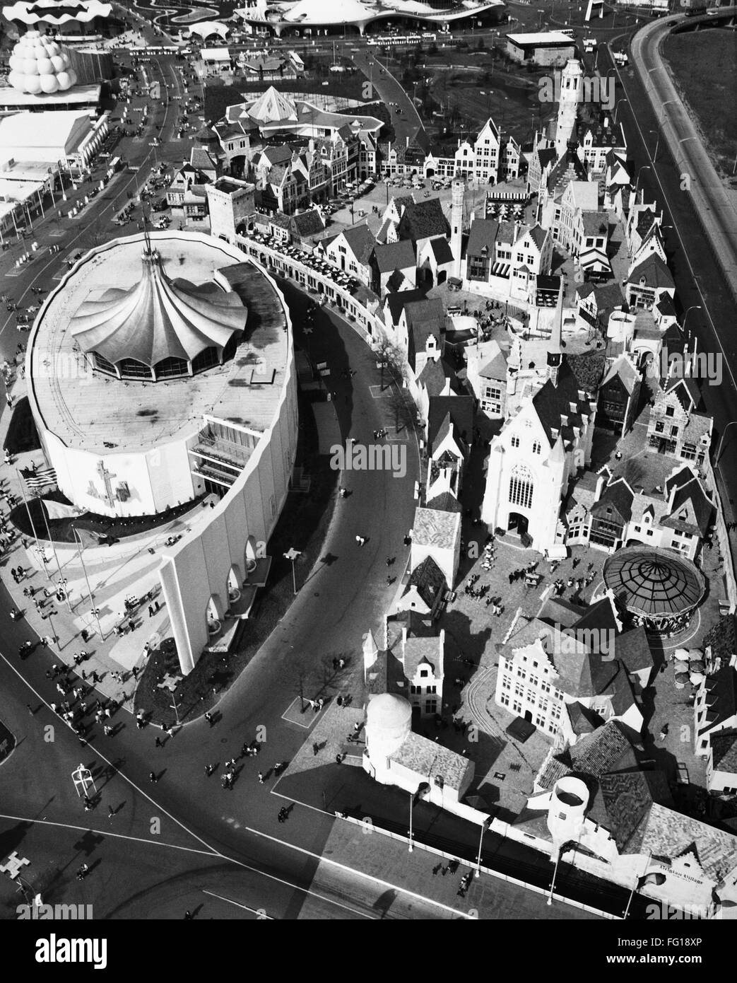 QUEENS: WORLD'S FAIR, 1964. /nAerial view of the grounds of the 1964 ...