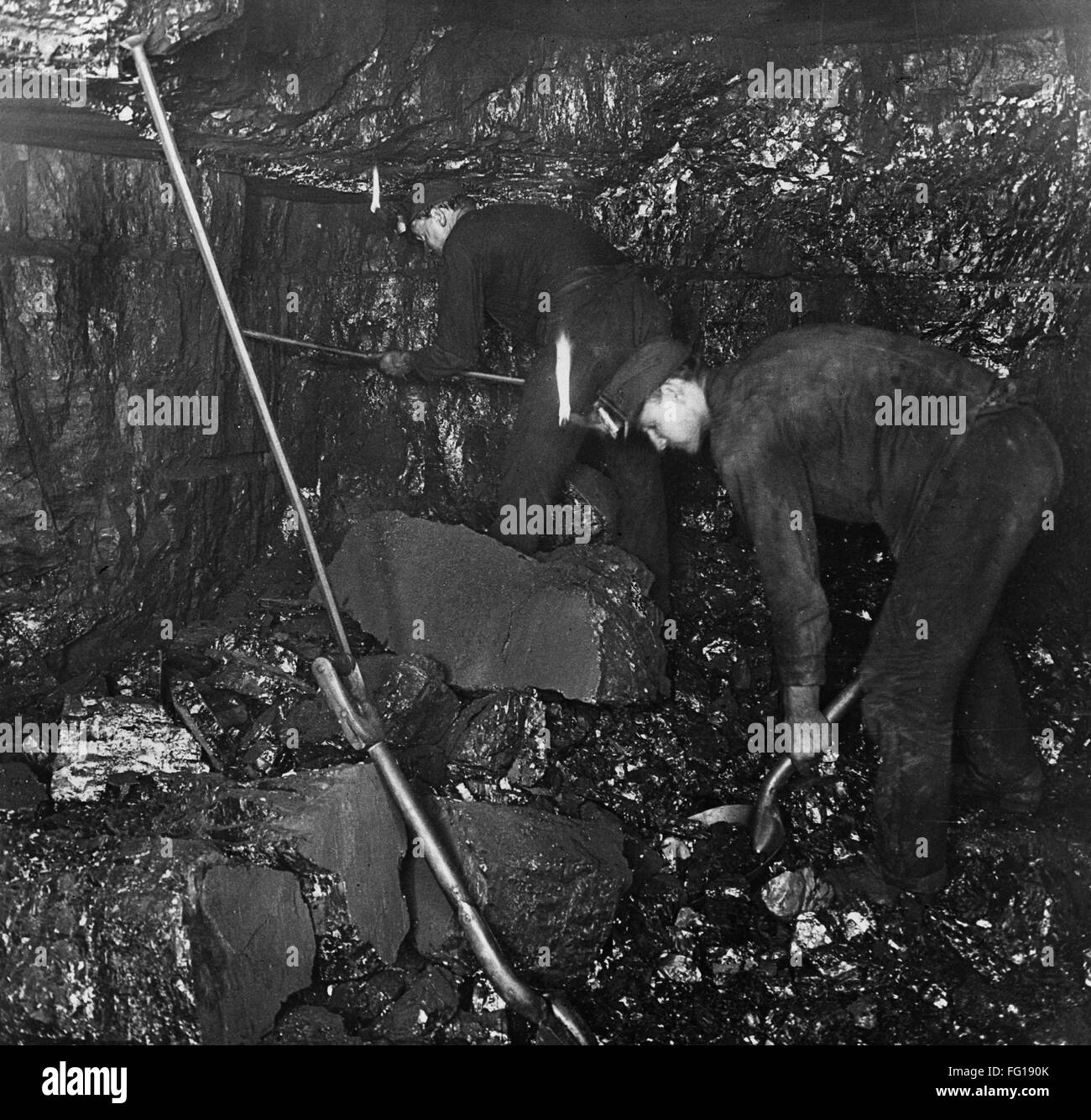 PENNSYLVANIA: COAL MINERS. /nMiners at work in an anthracite coal mine ...