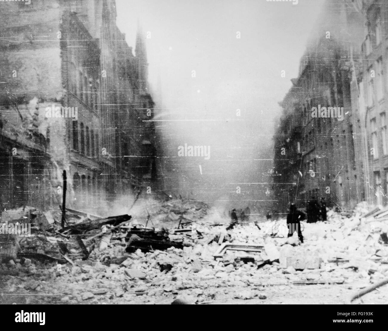 WORLD WAR II: BERLIN, 1945. /nRubble on a street in Berlin, Germany ...