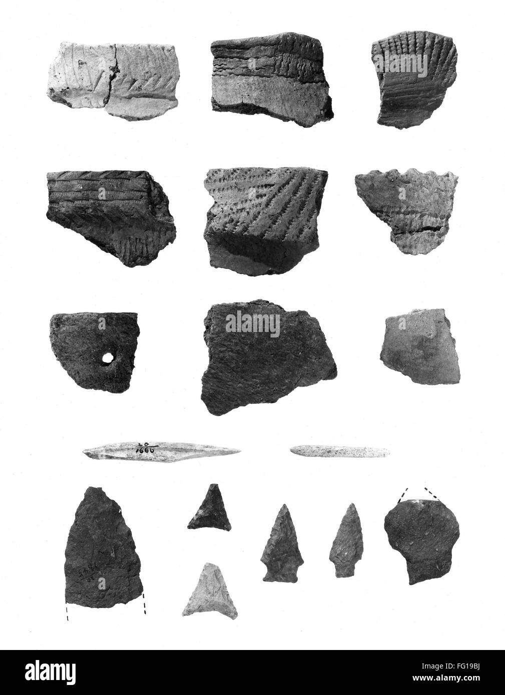 NATIVE AMERICAN ARTIFACTS. /nFragments of pottery, projectile points ...