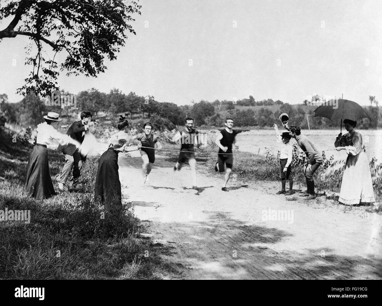 MINNESOTA: FOOT RACE. /nFoot race along a country road in Minnesota ...
