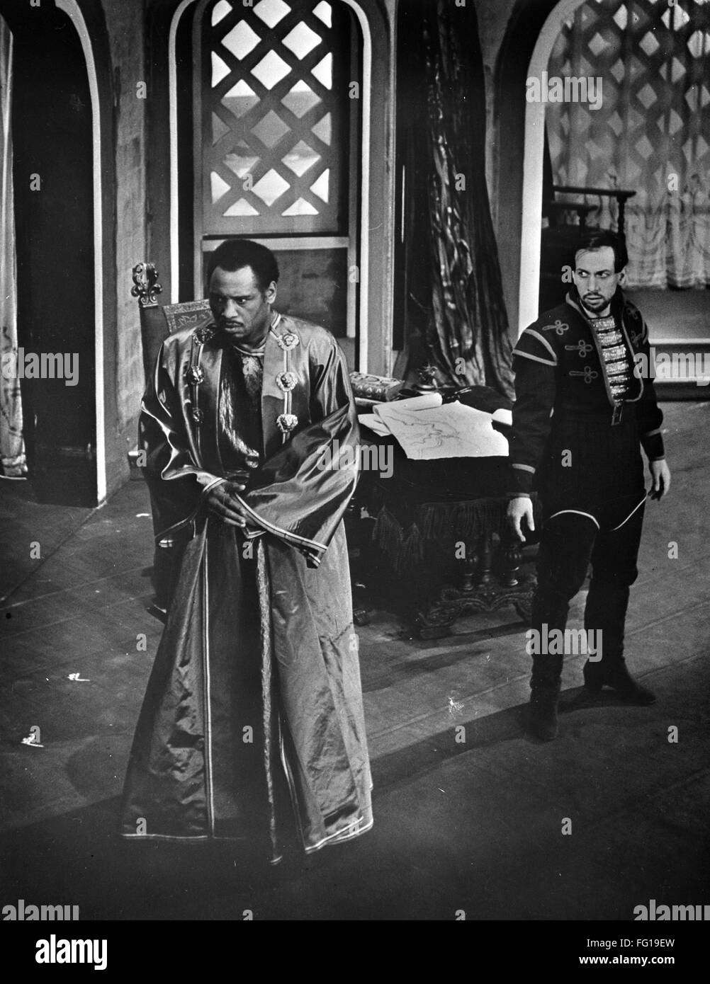 THEATRE: OTHELLO, 1943. /nPaul Robeson as Othello and Jose Ferrer as ...