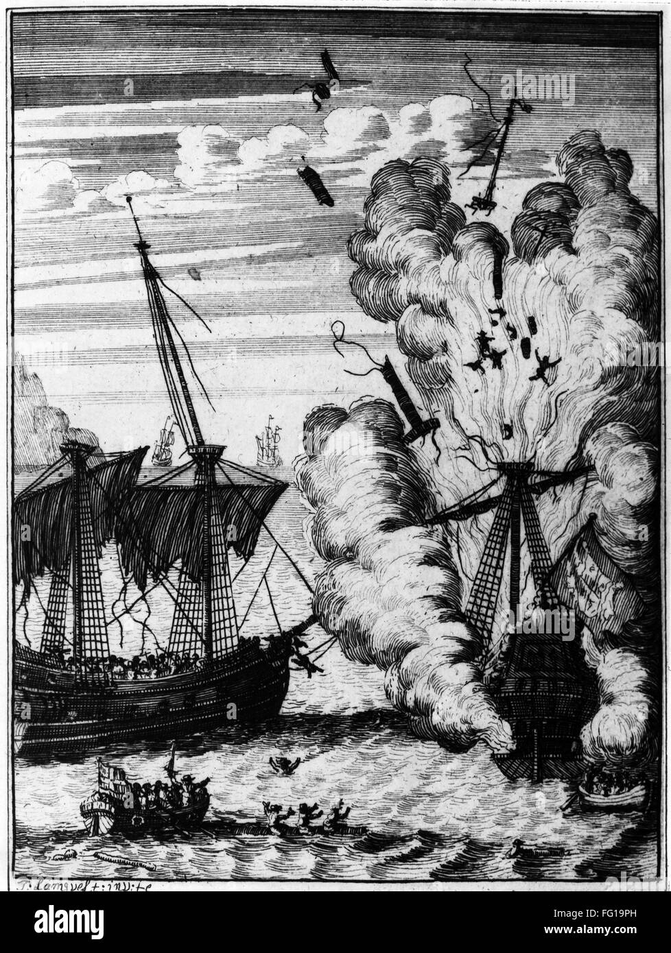 PIRATE SHIPS. /nLine engraving from 'Buccaneers of America' by ...