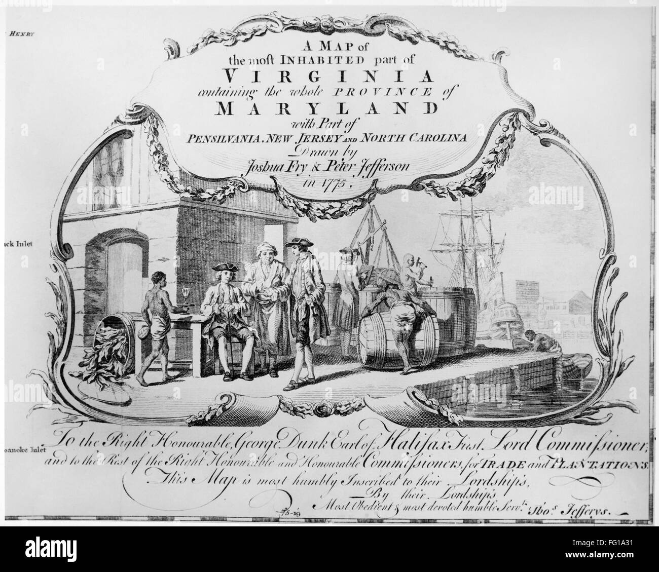 COLONIAL VIRGINIA, 1775. /nDetail from 'A map of the most inhabited ...