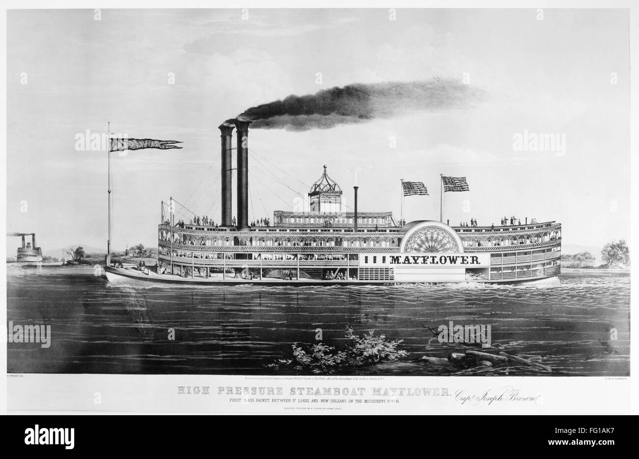 STEAMBOAT: 'MAYFLOWER.' /nHigh pressure steamboat 'Mayflower' on the ...