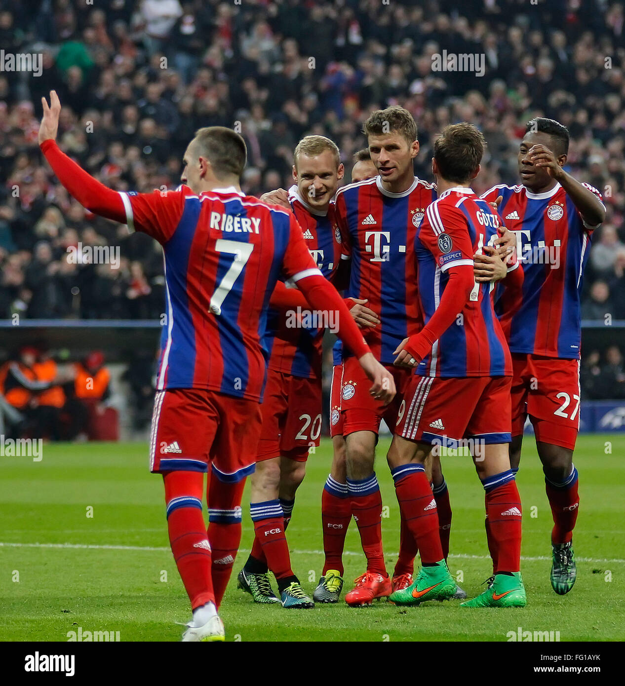 MUNICH, GERMANY - MARCH 11 2015: Bayern Munich's forward Thomas Muller ...