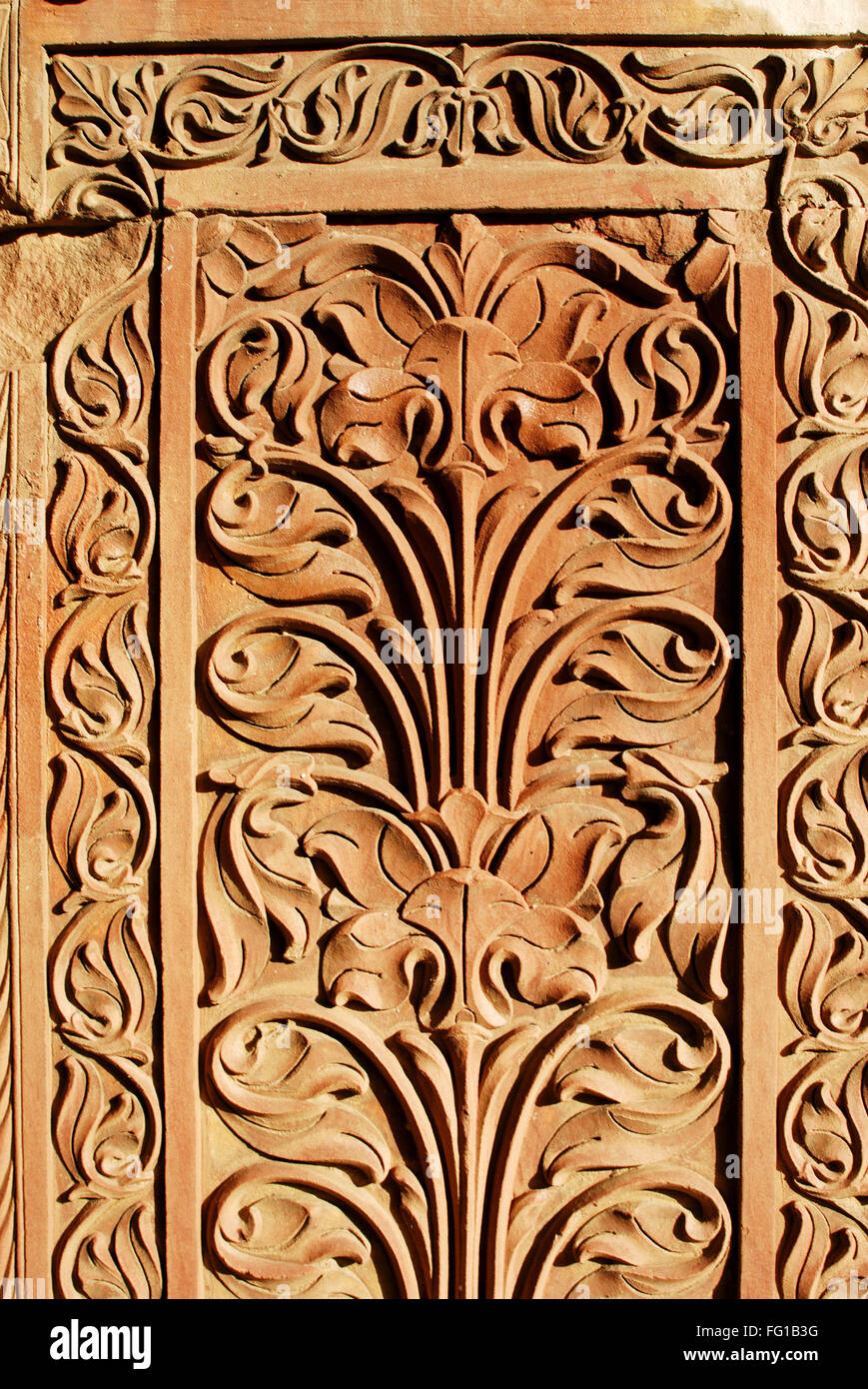 Carved red stone inside fort , Bikaner , Rajasthan , India Stock Photo ...