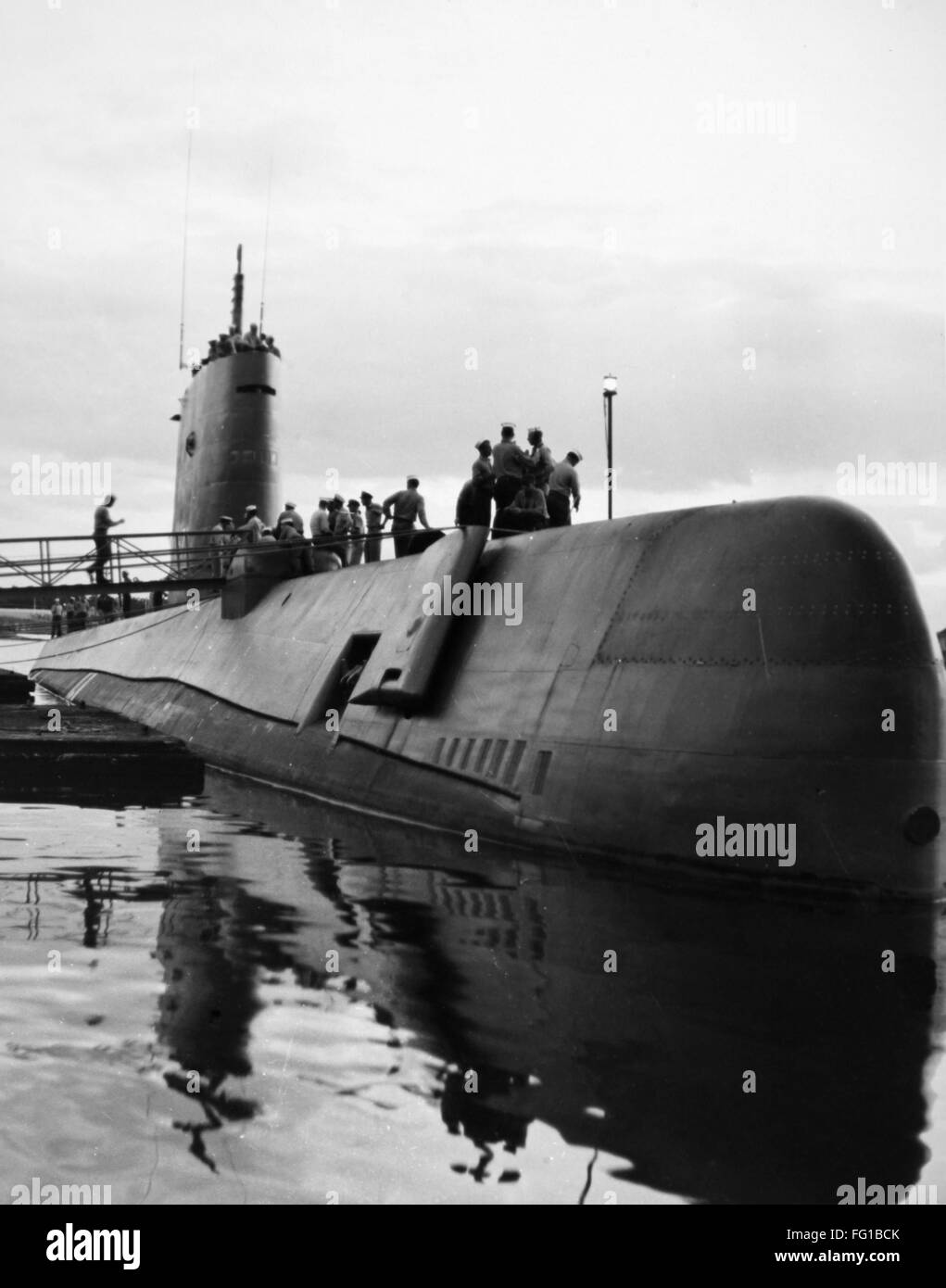 NAVY: USS NAUTILUS, 1958. /nCrew members of the USS Nautilus preparing ...