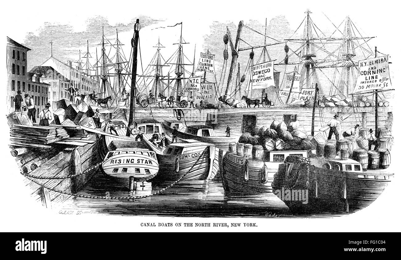 NEW YORK: CANALS, c1852. /n'Canal boats on the North River, New York ...
