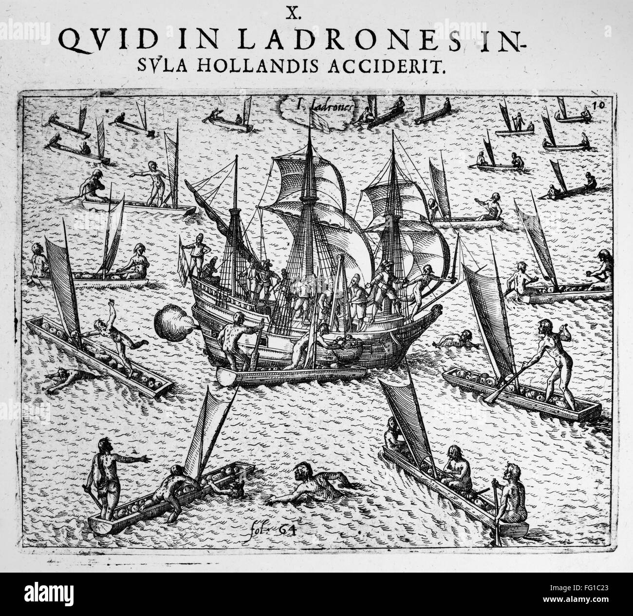 DE BRY: LADRONES ISLANDS. /nEngraving from 'Grand Voyages' by Theodor ...