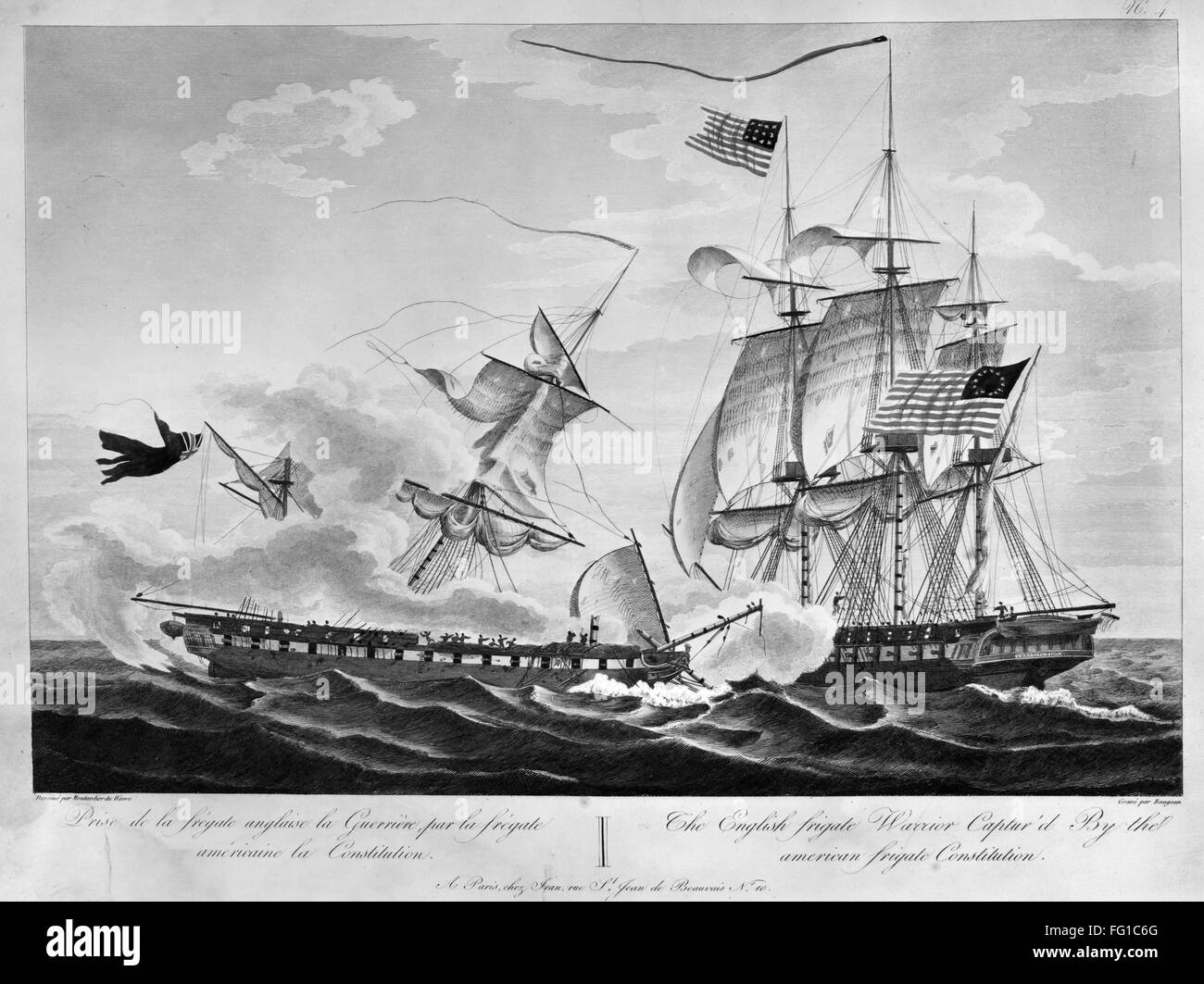 USS CONSTITUTION, 1812. /n'The English frigate Warrior captured by the ...