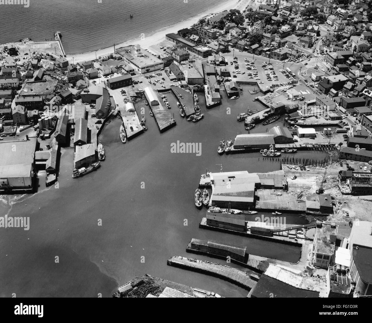 GLOUCESTER HARBOR, c1965. /nAerial view of Gloucester Harbor in ...