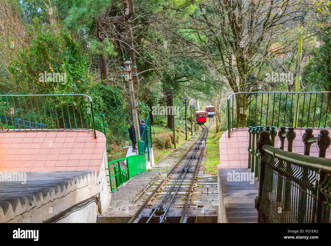San Sebastian funicular track, Spain Stock Photo - Alamy