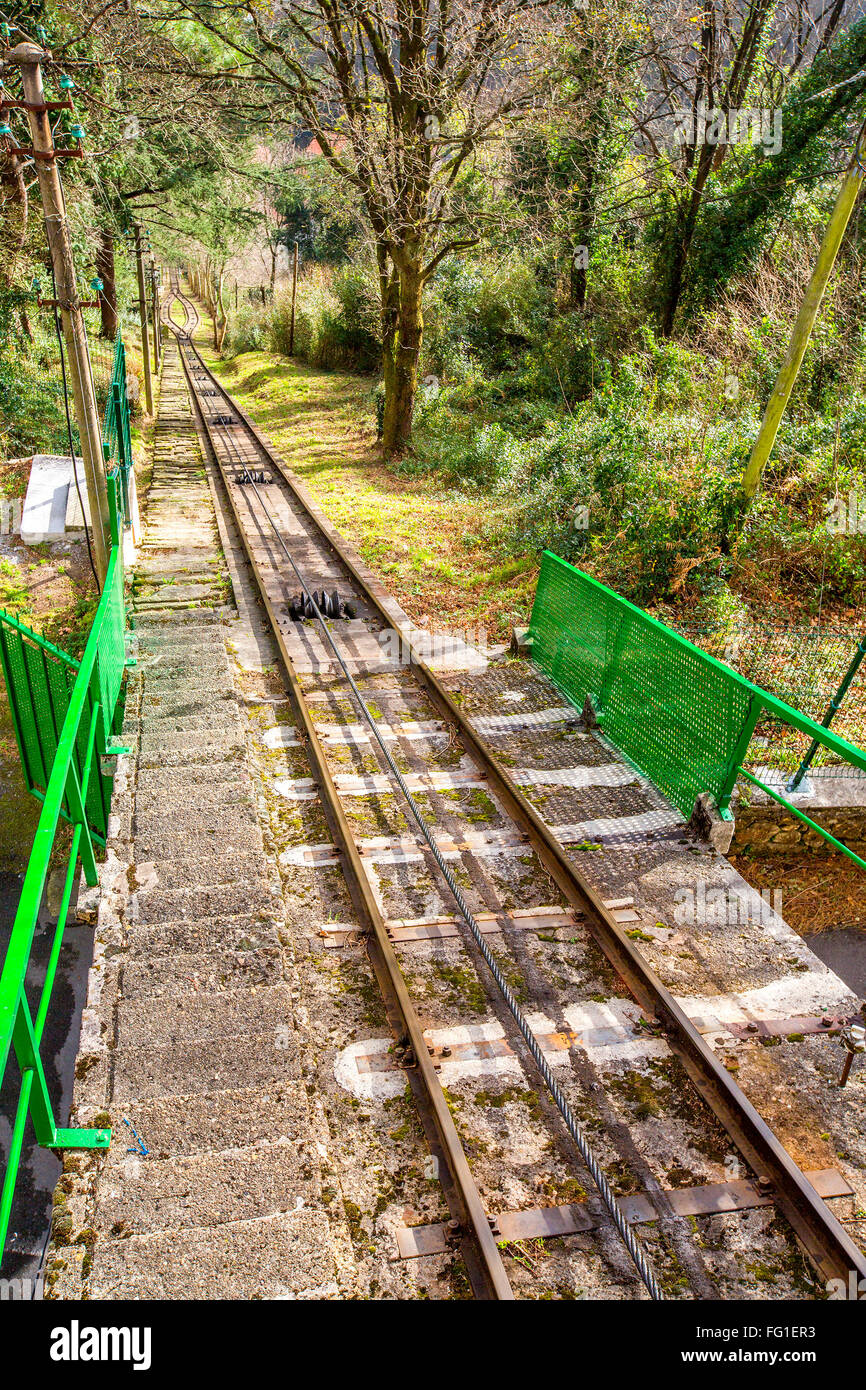 San Sebastian funicular track, Spain Stock Photo - Alamy