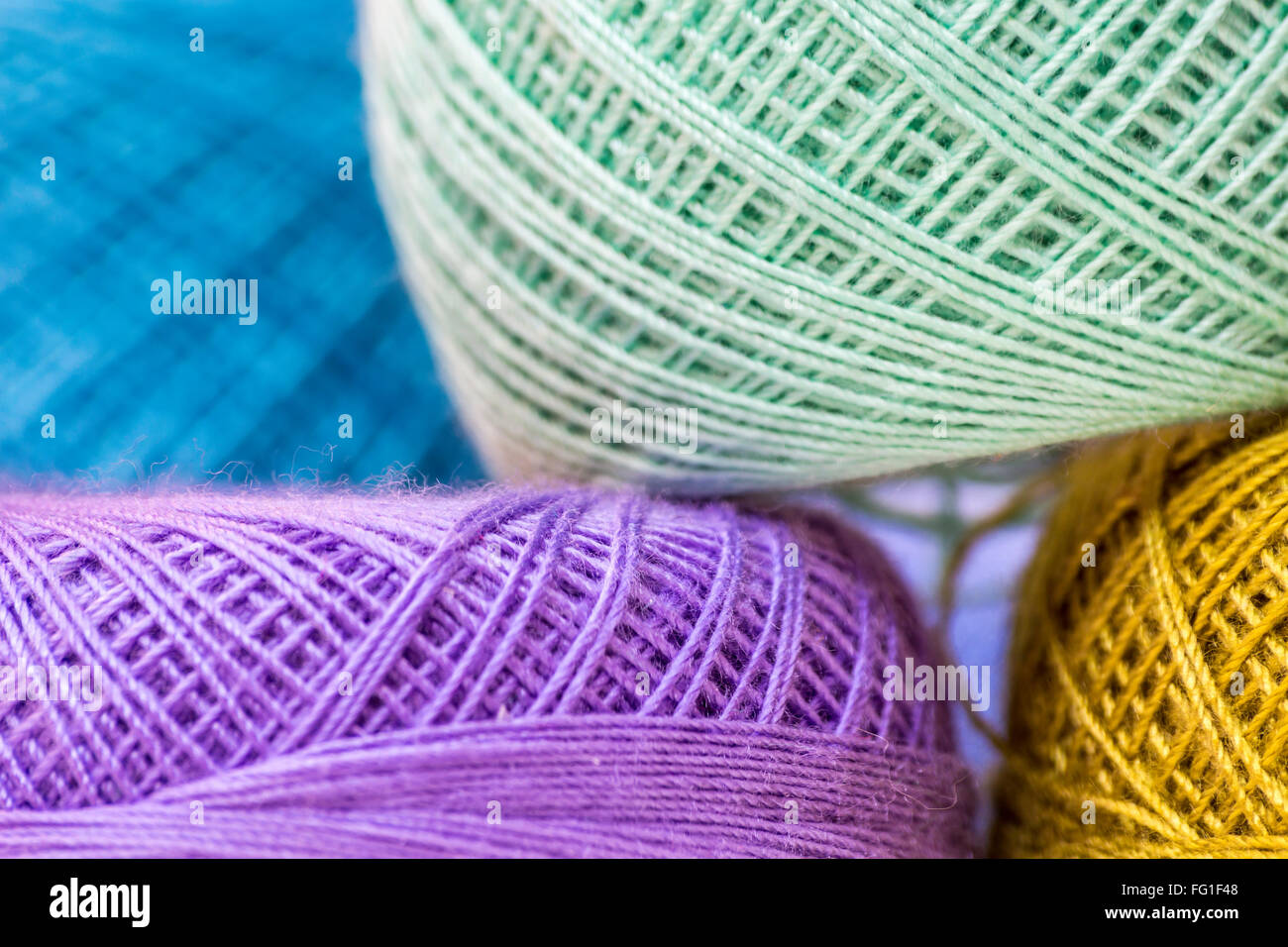 Rows of colorful yarns used for crochet Stock Photo - Alamy