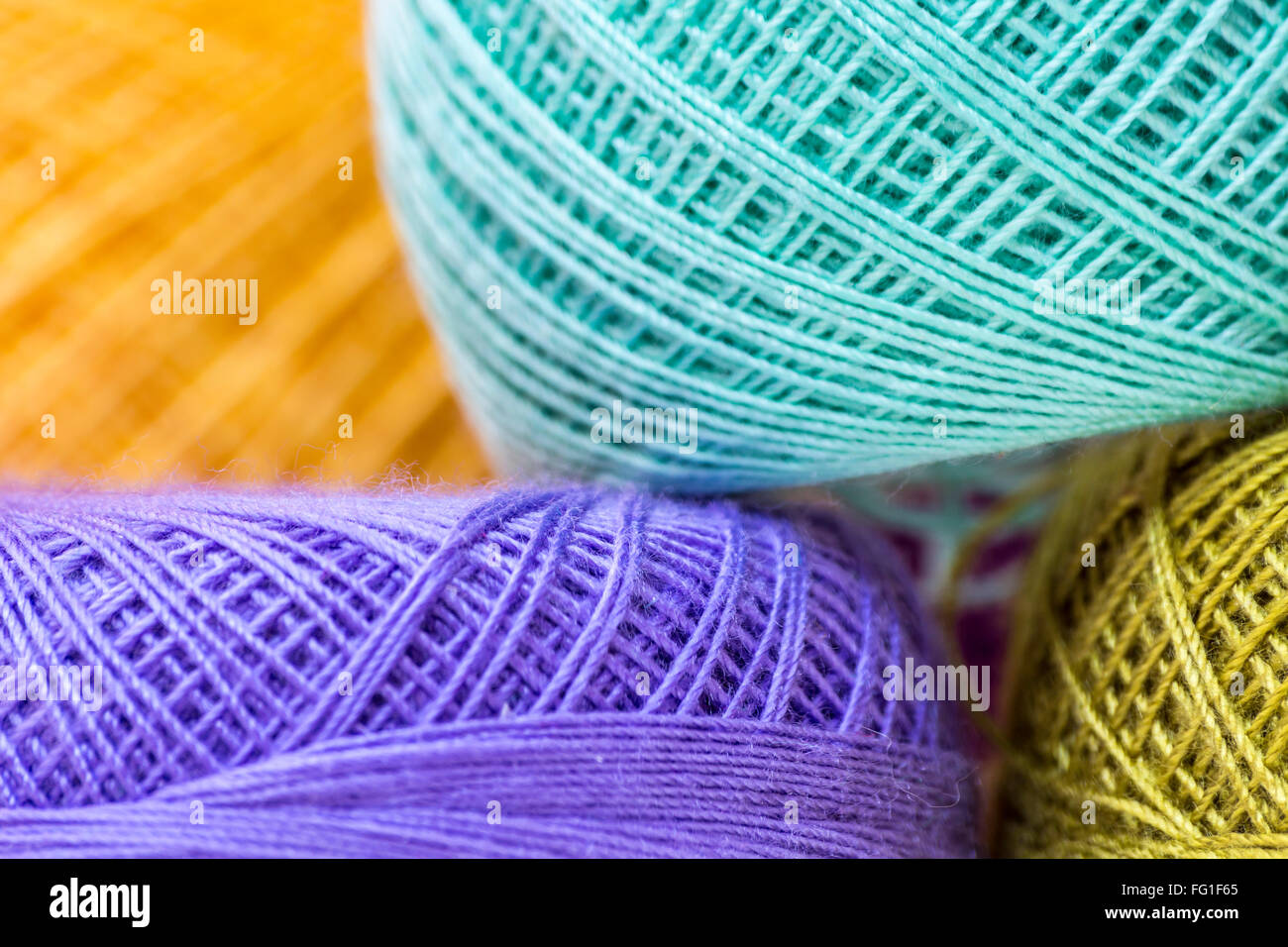 Rows of colorful yarns used for crochet Stock Photo - Alamy