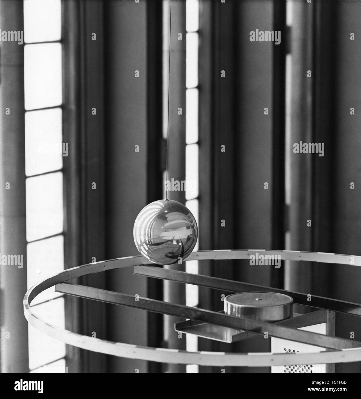 UNITED NATIONS, 1969. /nThe Foucault pendulum in the lobby of the ...