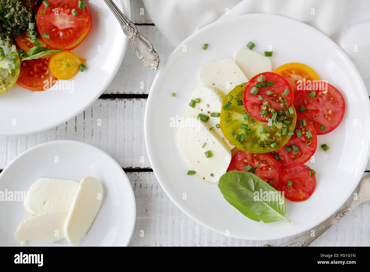 italian caprese salad, food top view Stock Photo - Alamy