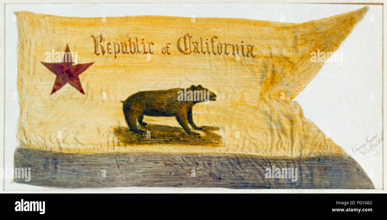 CALIFORNIA: BEAR FLAG. /nAn early version of the Bear Flag of ...