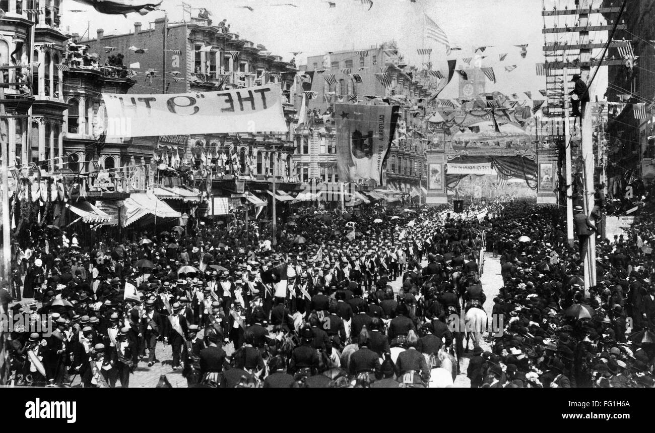 SAN FRANCISCO: PARADE, 1890. /nA parade on the corner of Market Street ...