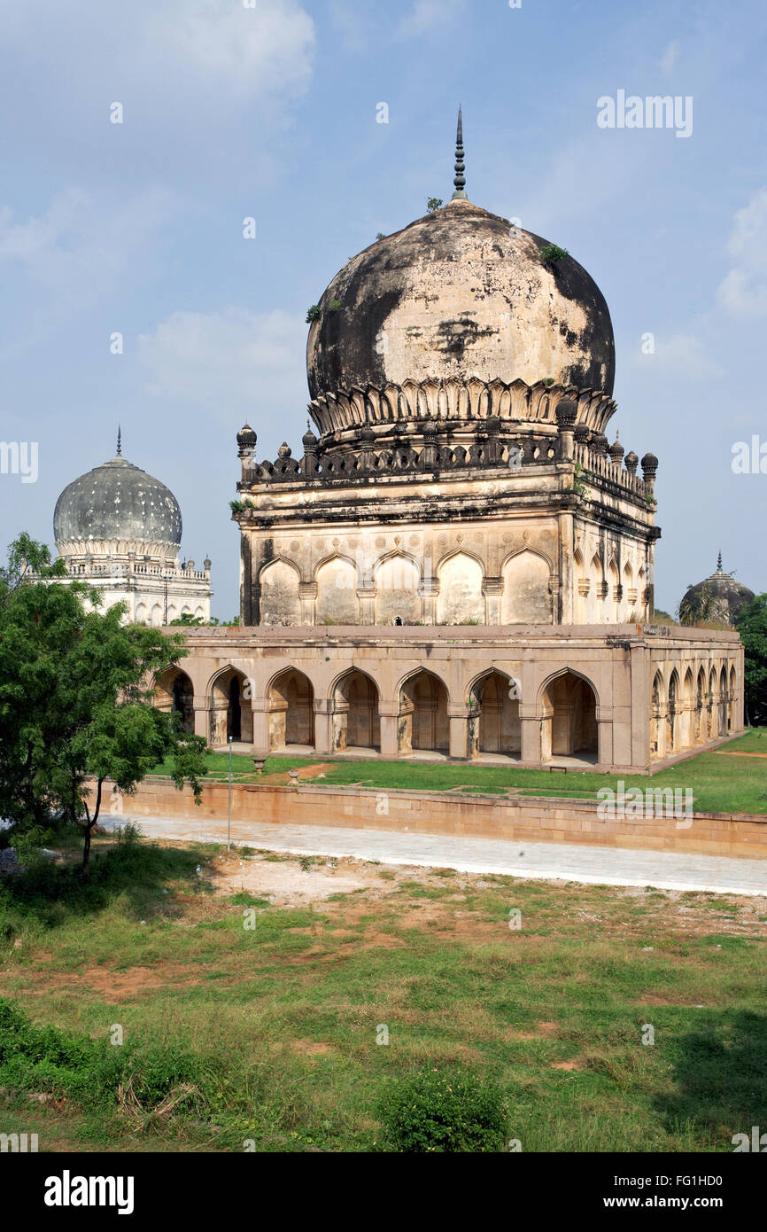 Domed tombs of qutub shahi kings ; Hyderabad ; Andhra Pradesh ; India ...