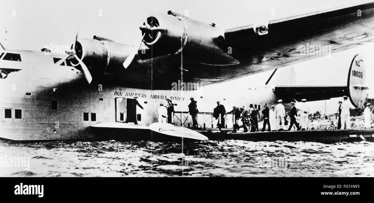 DIXIE CLIPPER, 1939. /nPassengers boarding the Boeing 314 'Dixie ...