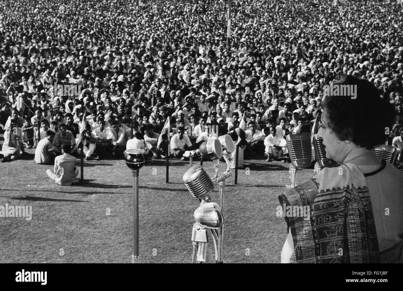 INDIRA NEHRU GANDHI /n(1917-1984). Indian political leader. Addressing ...