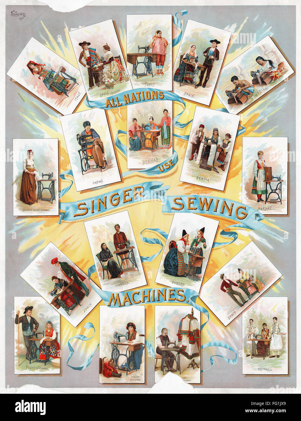 SINGER SEWING MACHINE AD. /n'All Nations Use Singer Sewing Machines ...