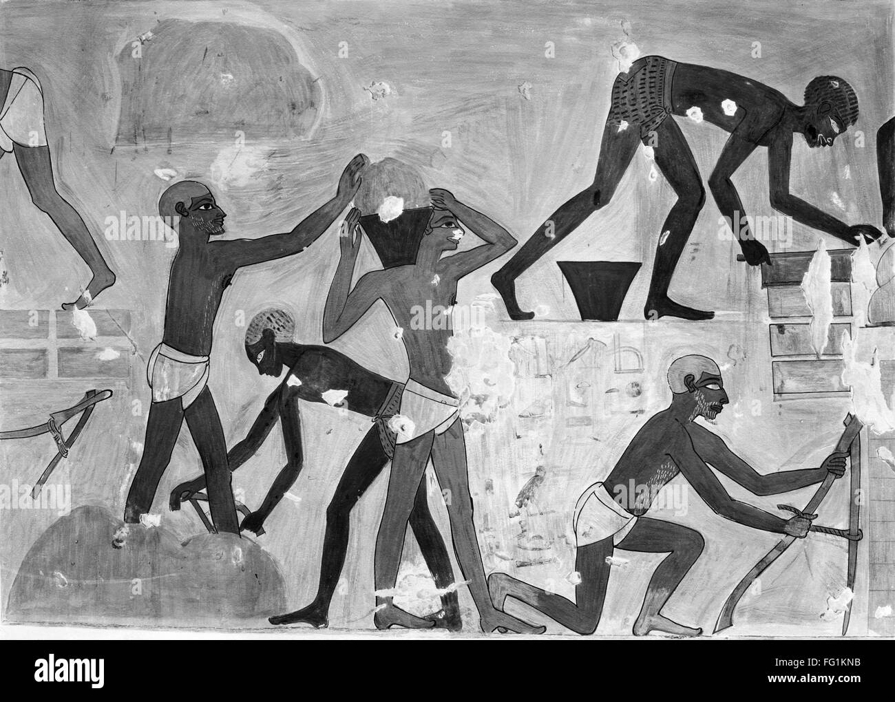 EGYPT: BRICKMAKING. /nAncient Egyptian brickmakers. Painting after a ...