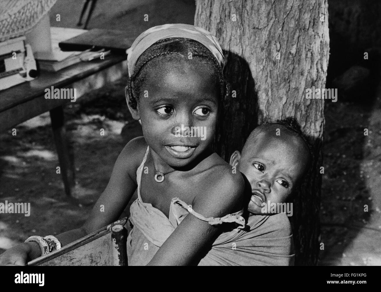 NIGER: CHILDREN, 1966. /nPortrait a Nigerian girl and her baby sister ...