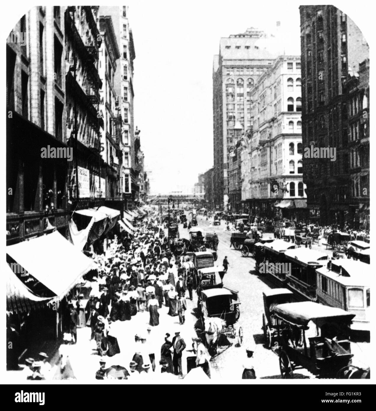 CHICAGO, 1899. /nA view looking north on State Street in Chicago ...