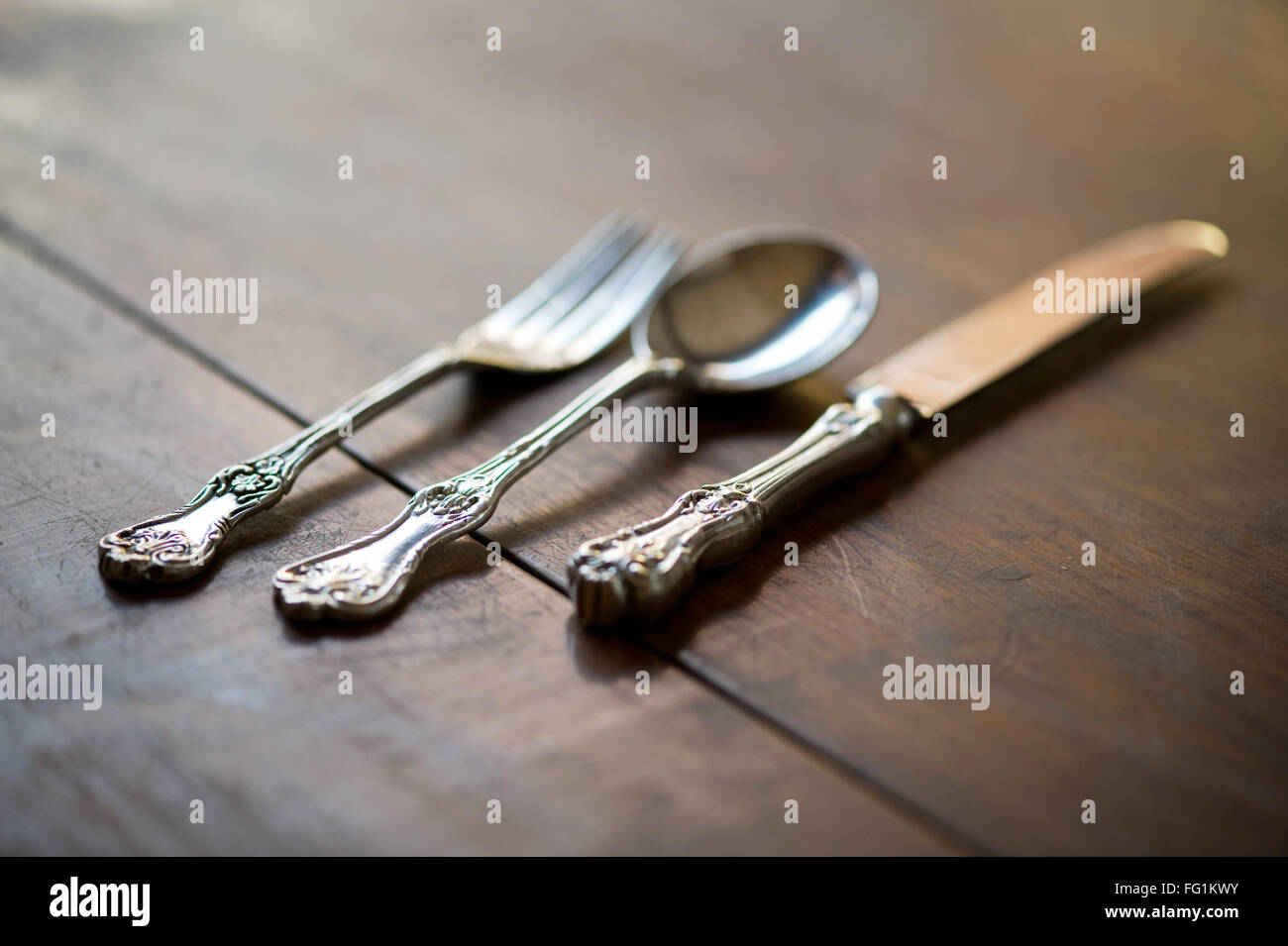 Silverware on table ; India Stock Photo - Alamy