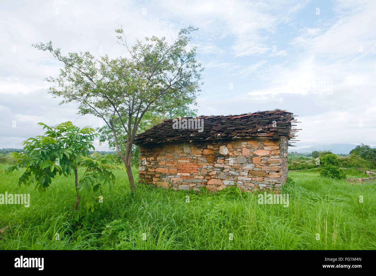 Landscape with hut ; India Stock Photo - Alamy