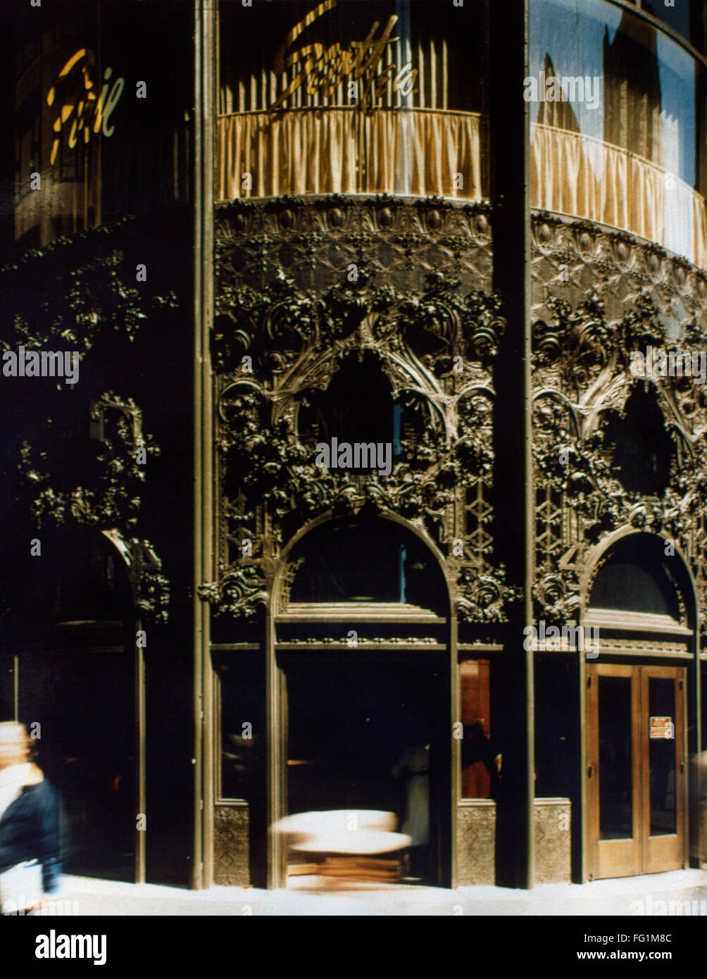 CARSON, PIRIE, SCOTT STORE. /nA view of the cast-iron entrance of the ...