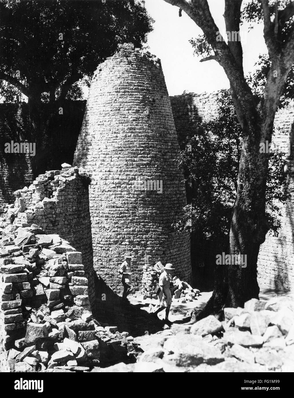 ZIMBABWE: RUINS. /nA conical tower at the ruins of Great Zimbabwe in ...