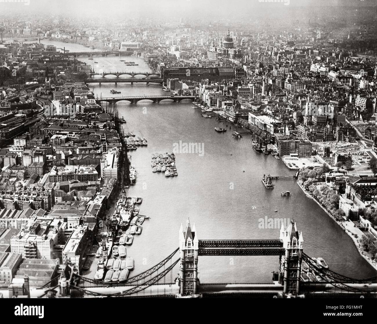 LONDON: AERIAL VIEW, 1946. /nAerial view of London, England, looking ...
