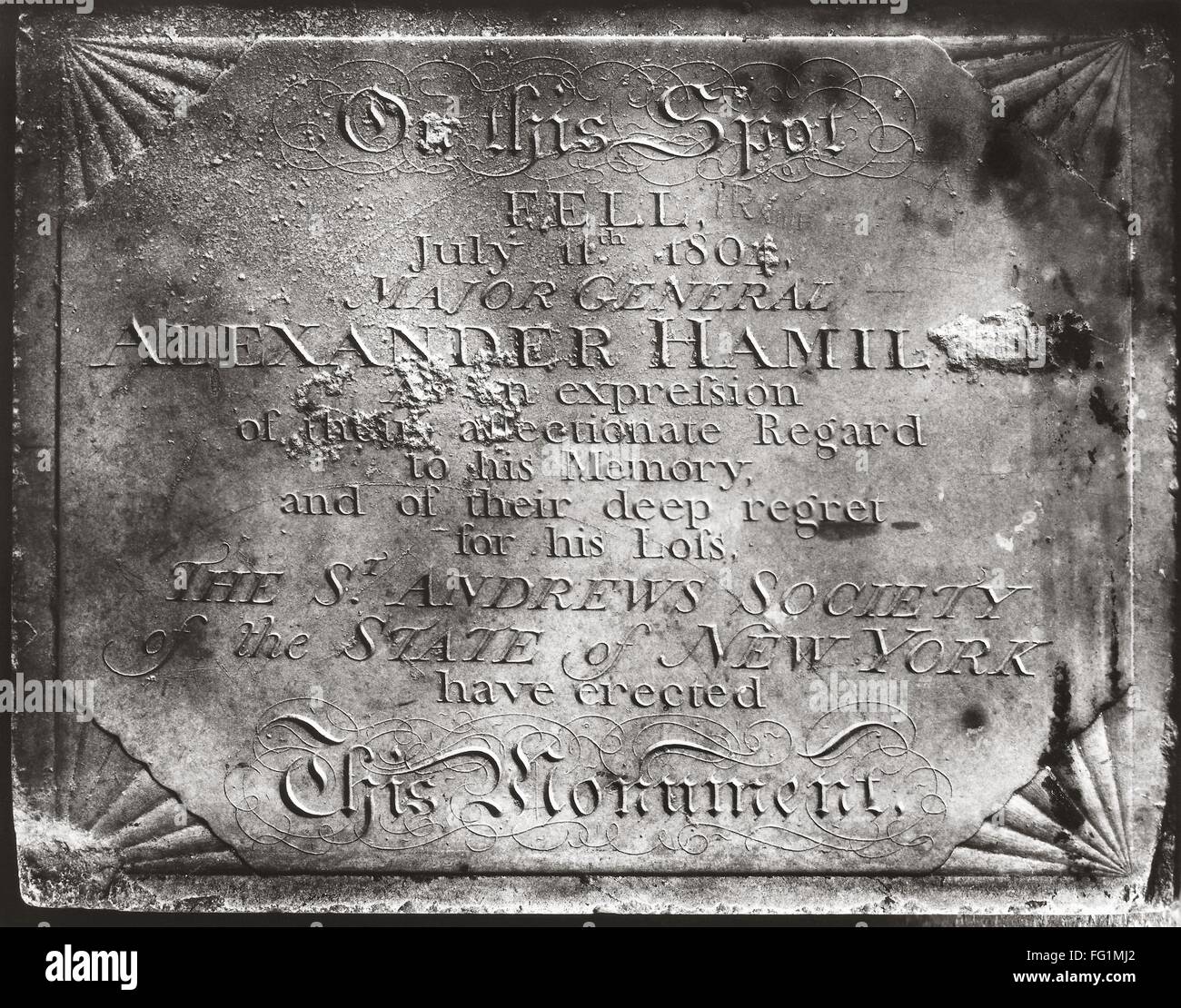 HAMILTON: DEATH, 1804. /nMonument erected in 1806 at the spot Alexander ...