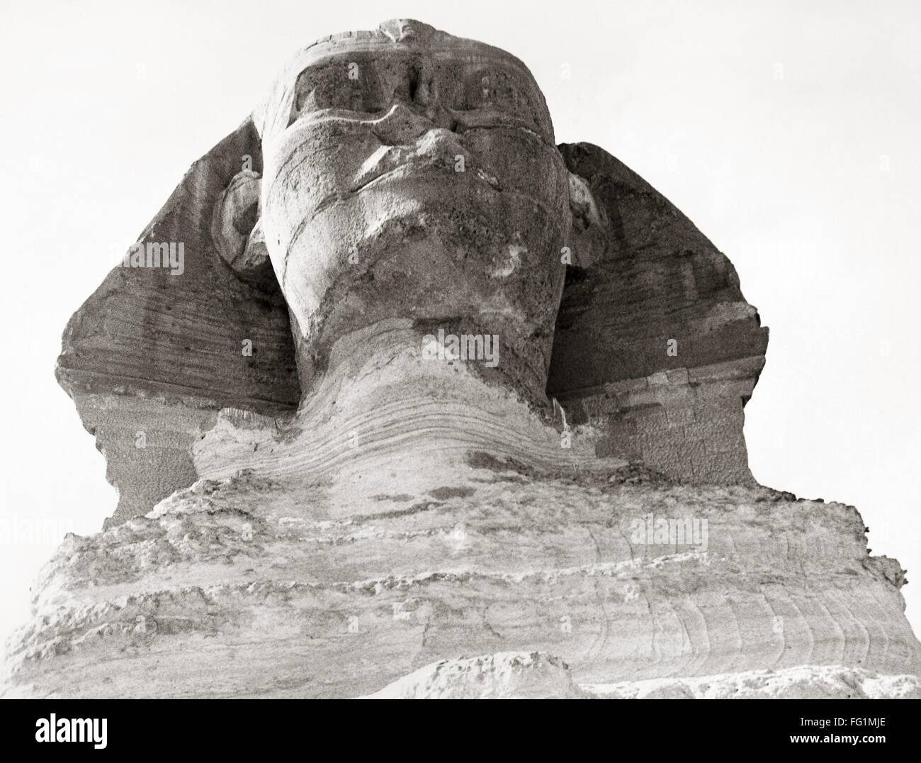 EGYPT: GREAT SPHINX. /nClose-up of the face of the Great Sphinx at Giza ...