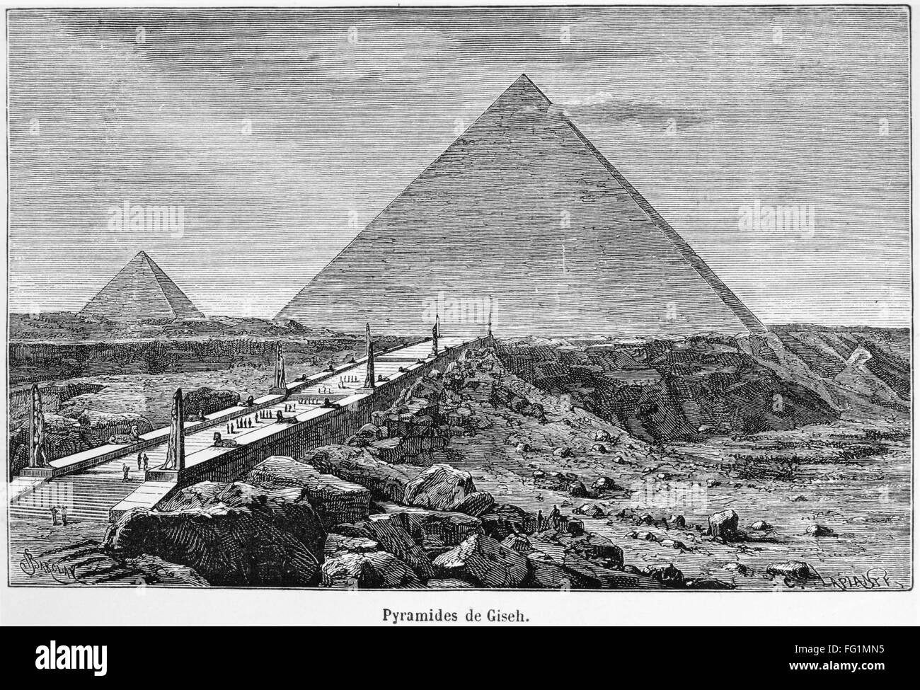 GIZA: PYRAMIDS. /nThe pyramids at Giza, Egypt. Engraving, c1878 Stock ...