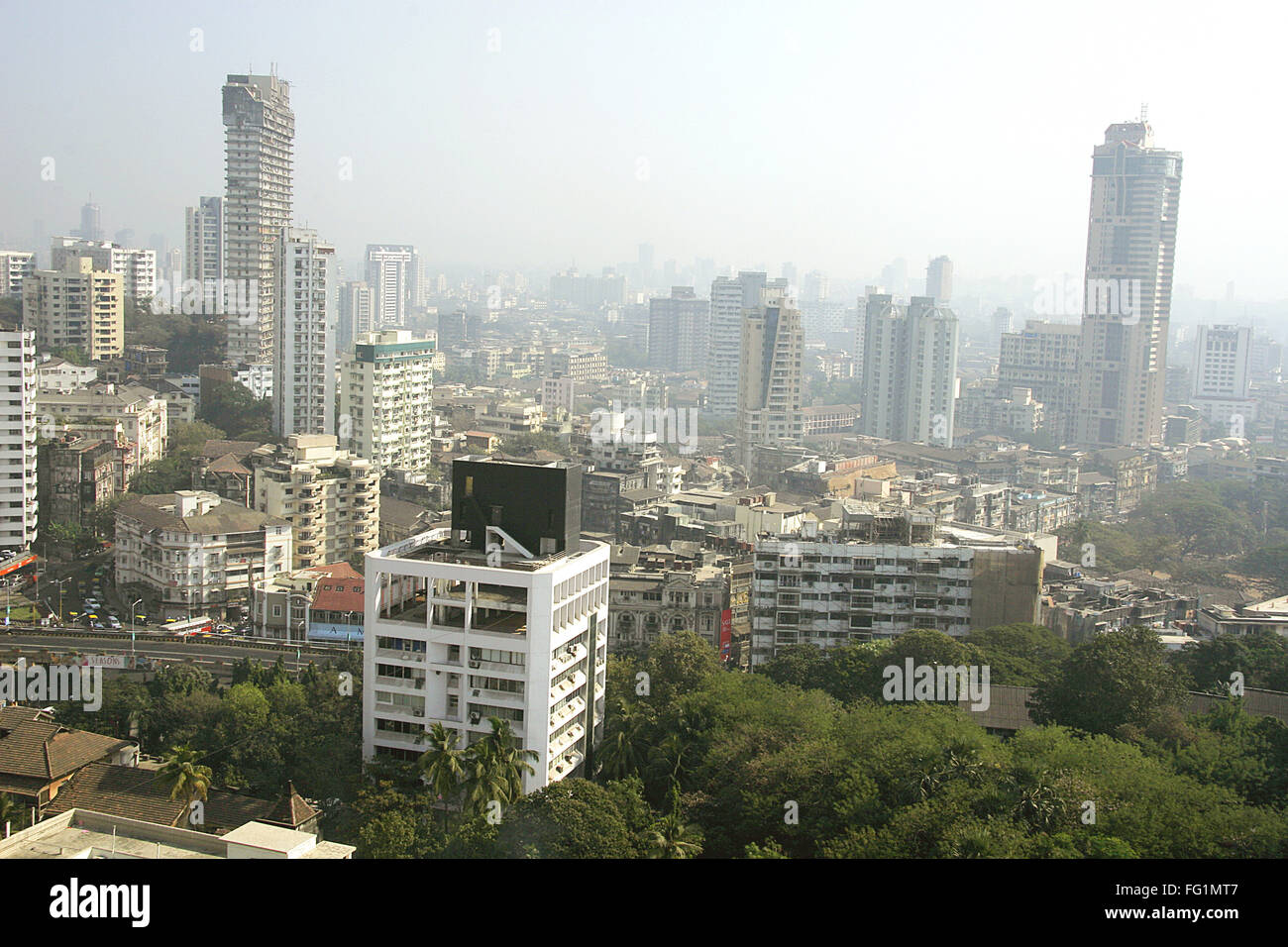 Skyline of city of Mumbai in morning mist , Bombay Mumbai , Maharashtra ...