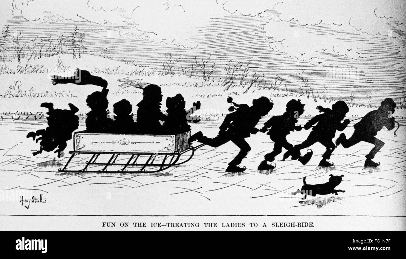 SLEIGHING, 1882. /n'Fun on the ice - treating the ladies to a sleigh ...
